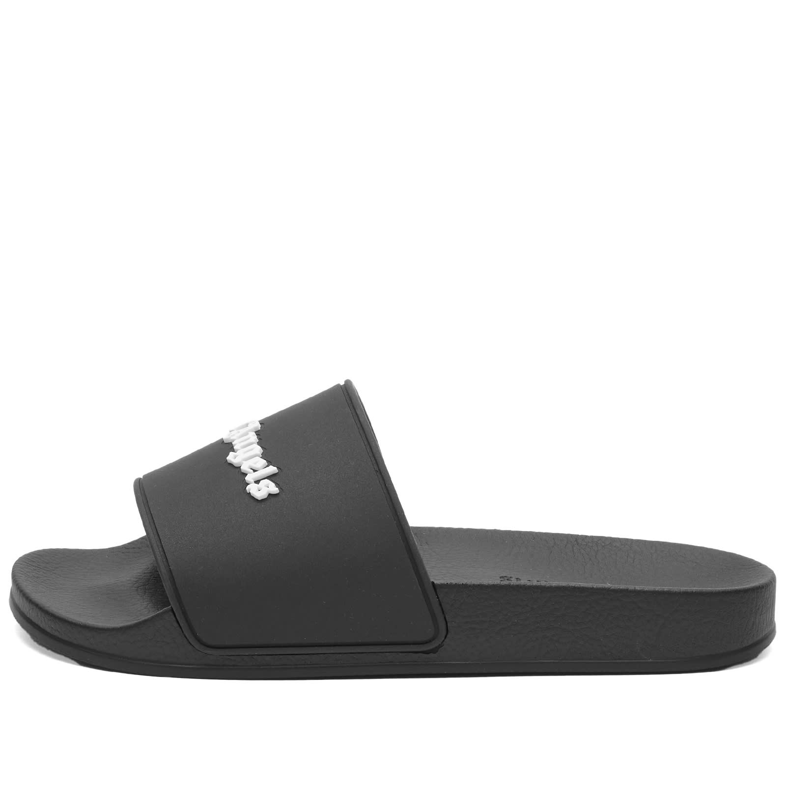 Palm Angels Essential Logo Pool Sliders Black | END. (US)