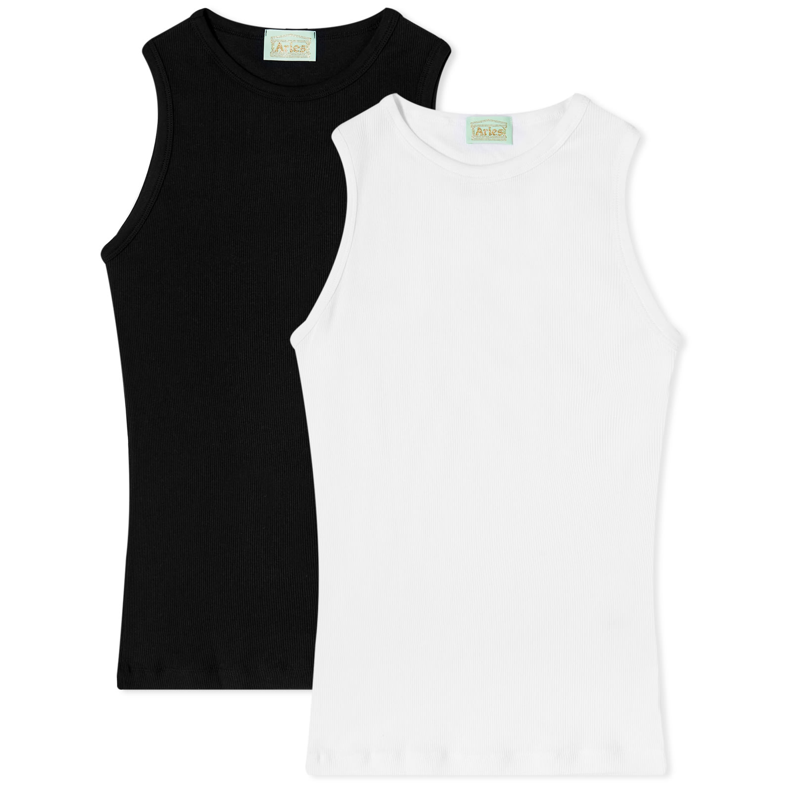 Aries Racer-Back Rib Vest - 2-Pack White & Black | END. (KR)