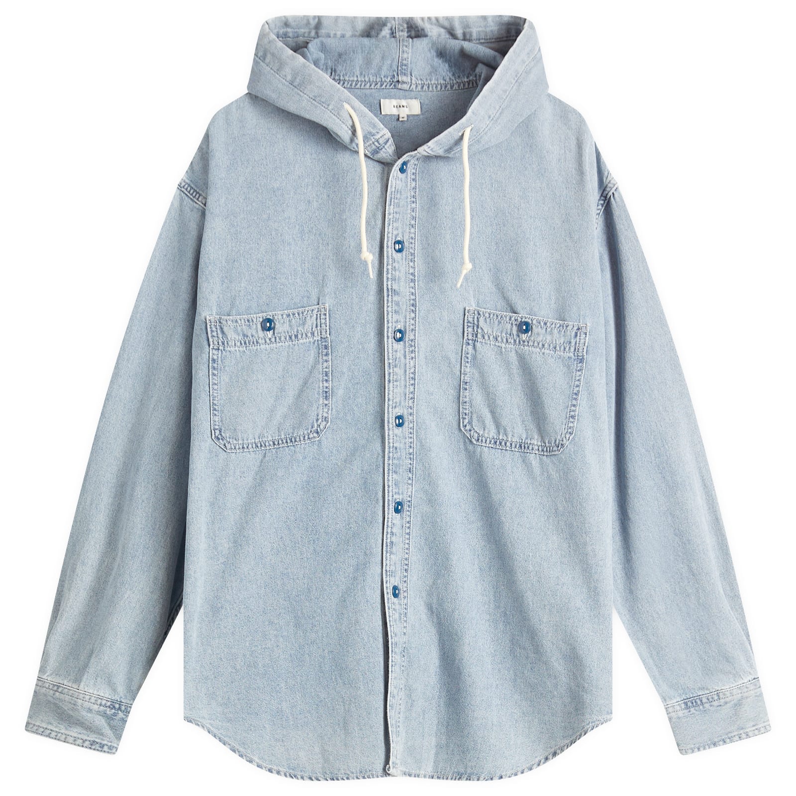 BEAMS Chambray Hooded Shirt Light Indigo | END. (KR)