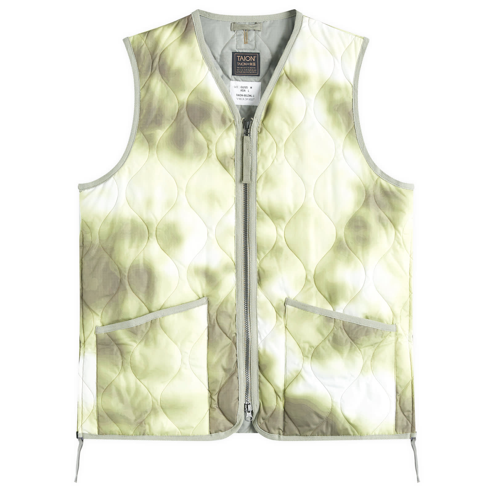 Taion Military Zip V-Neck Down Vest Tie Dye | END. (US)