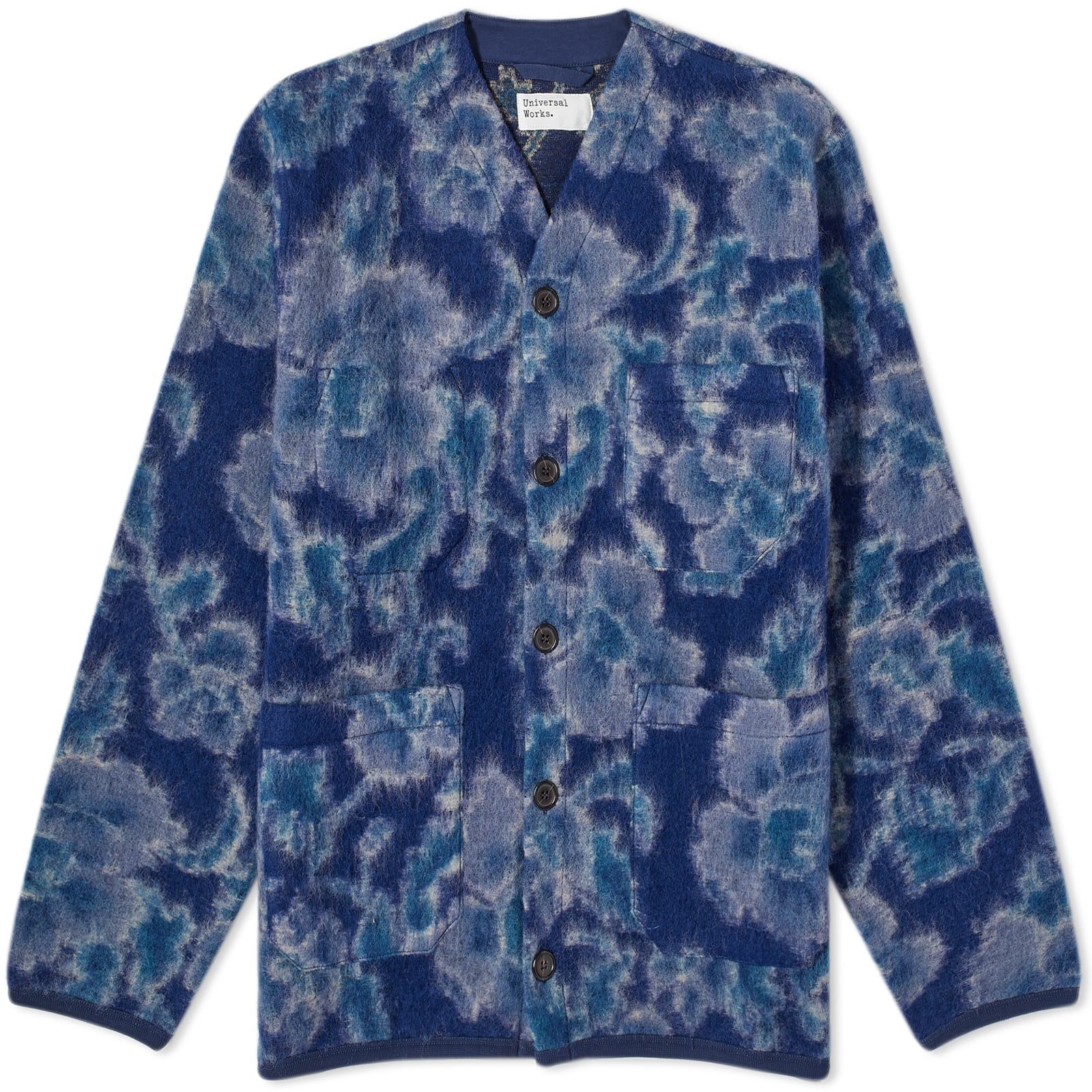 Universal Works Flower Wool Fleece Cardigan Navy | END. (US)