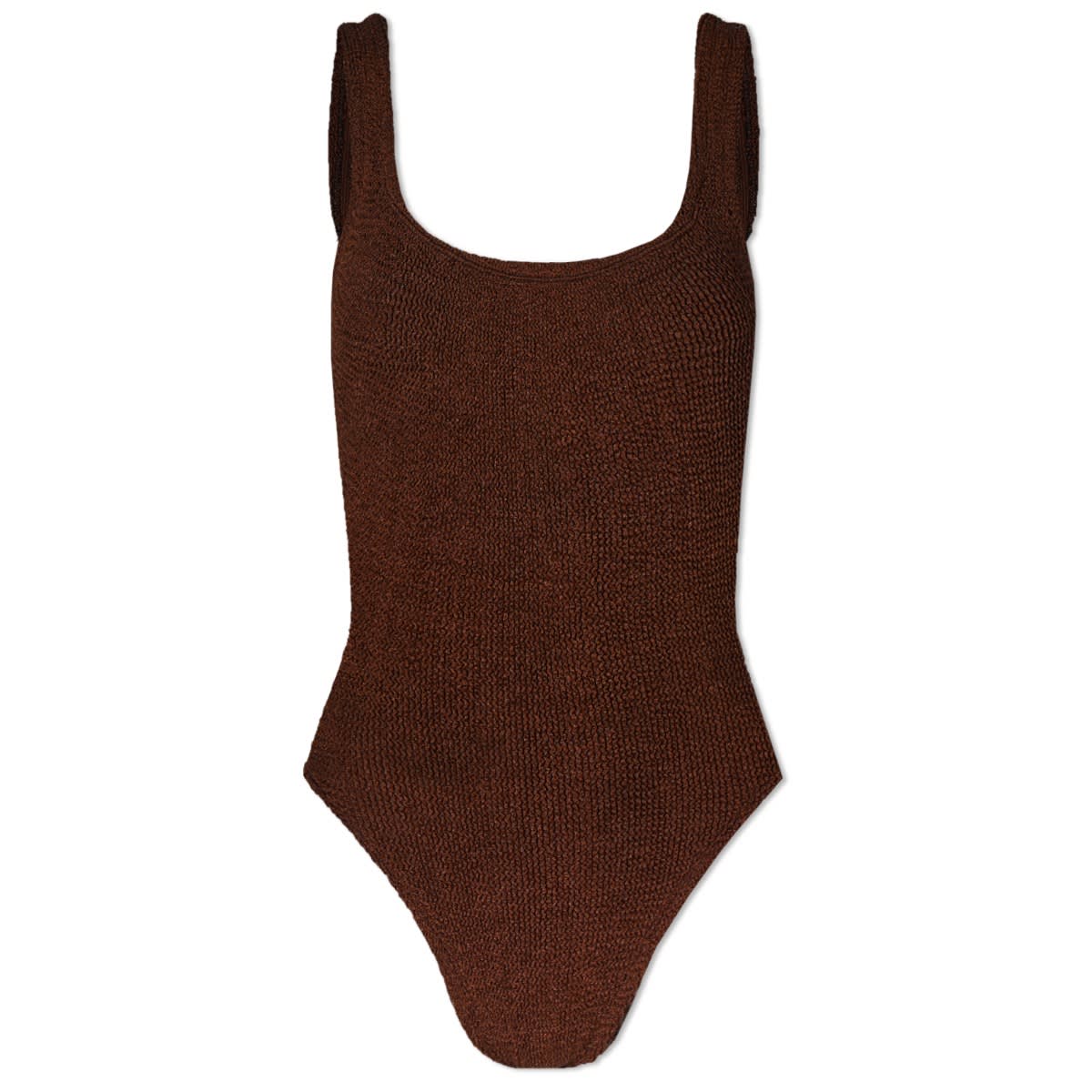 Hunza G Square Neck Swimsuit Chocolate End