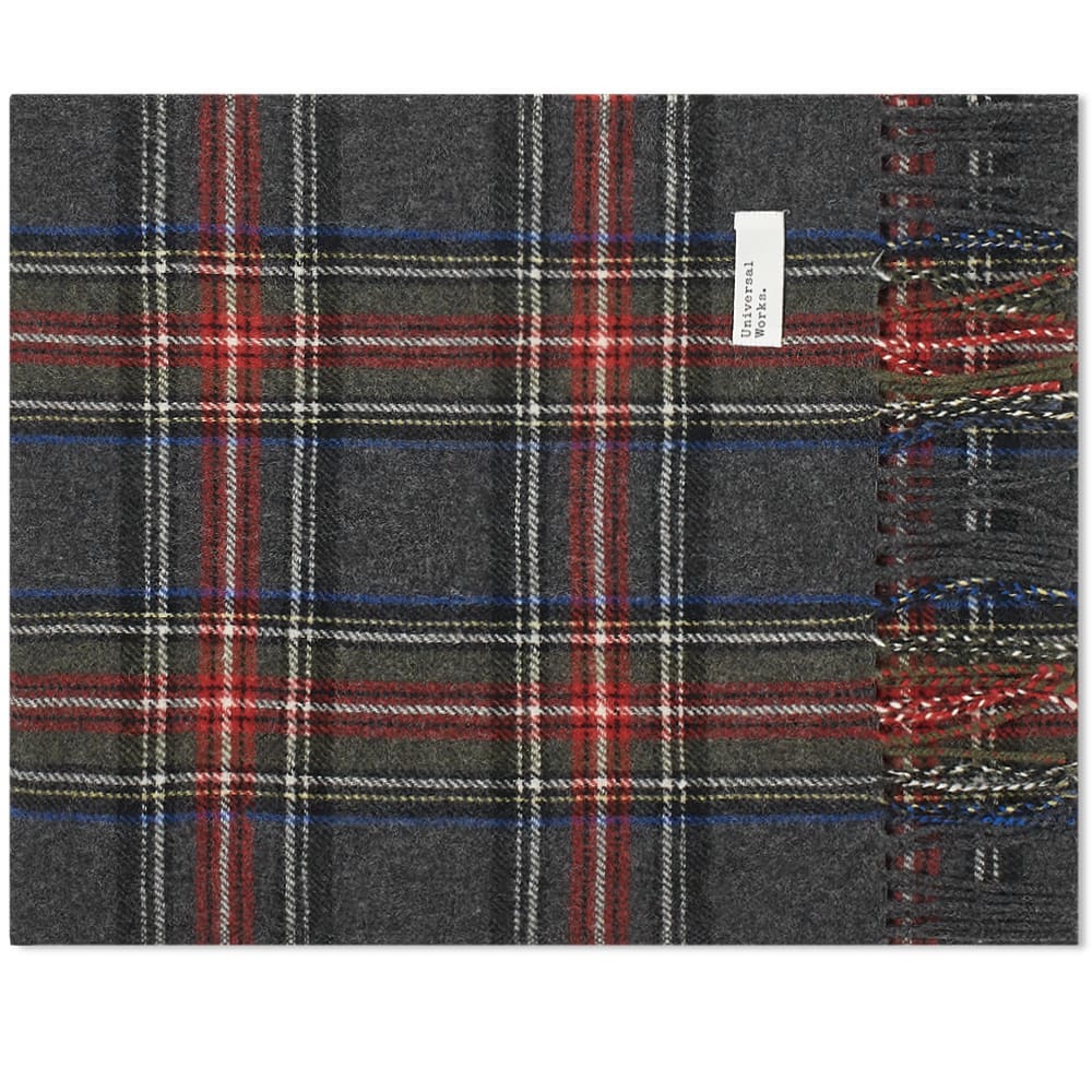 Universal Works Tartan Wool Scarf Charcoal | END. (AR)