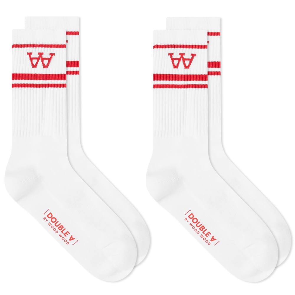 Wood Wood Con Sock - 2 Pack White & Red | END. (US)