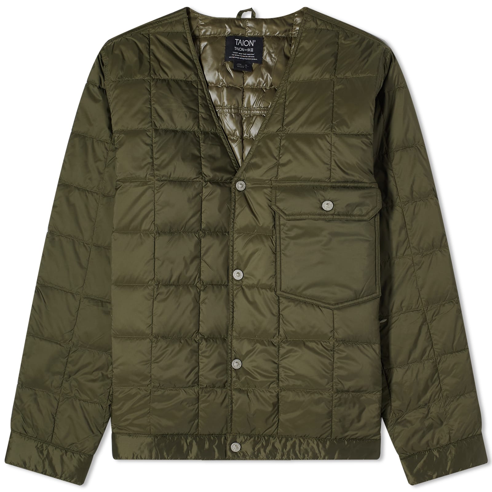 Taion Down Work Cardigan Dark Olive | END. (AR)