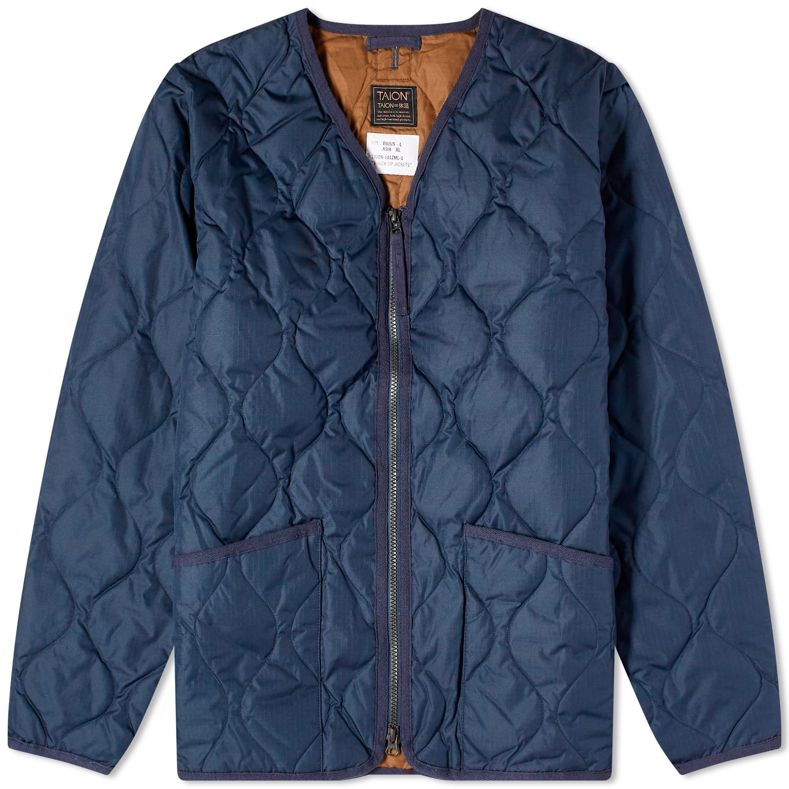 Taion Military Zip V-Neck Down Jacket Dark Navy | END. (GB)
