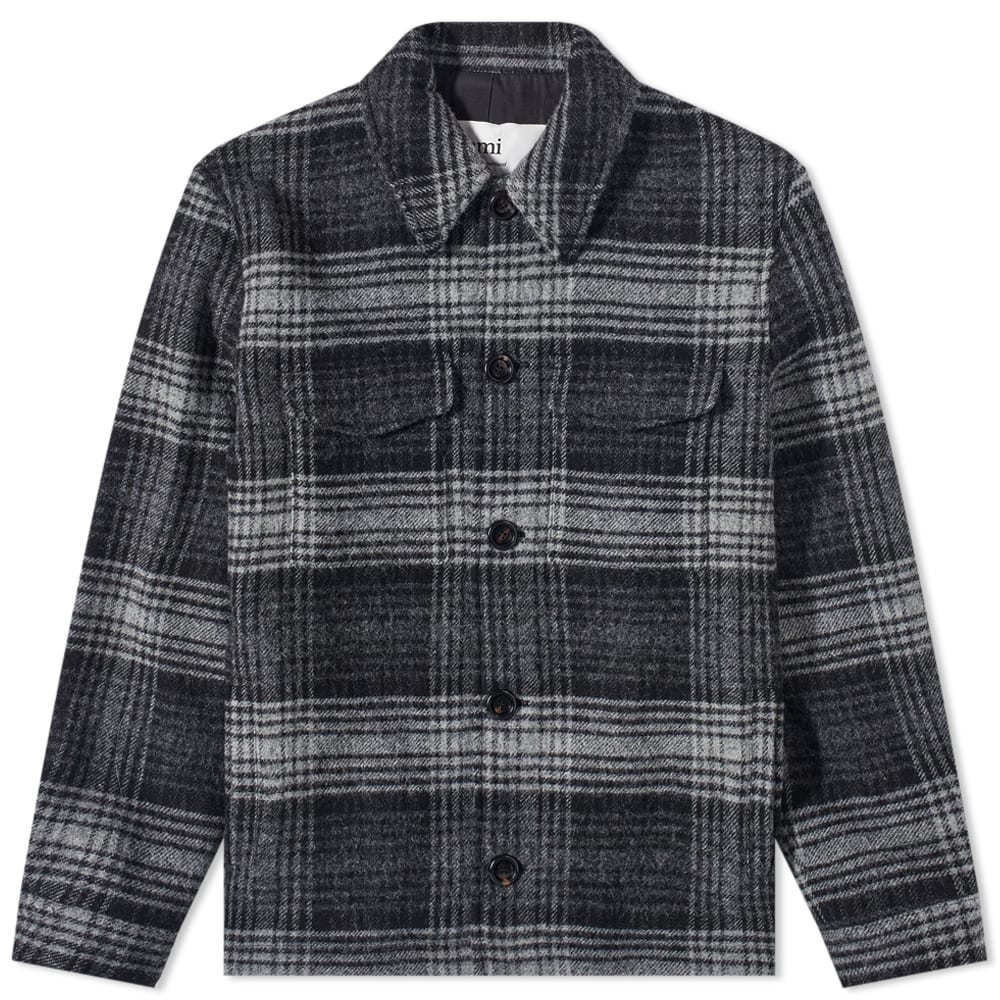 AMI Check Button Down Jacket Grey & Black | END. (KR)