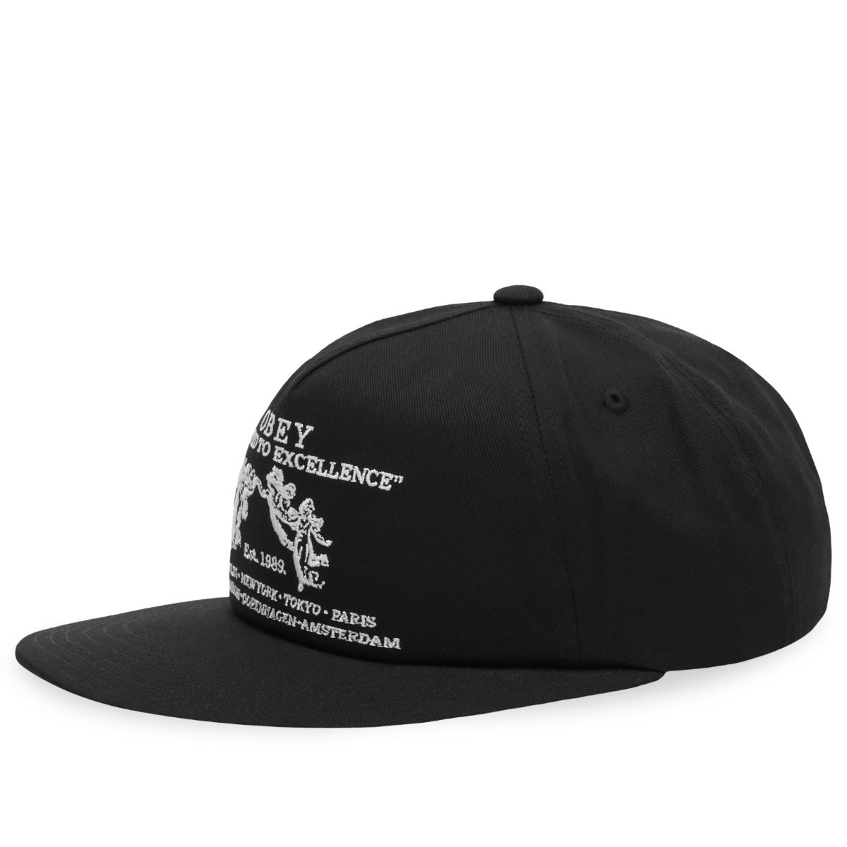 Obey Excellence 5 Panel Snapback Cap Black | END.