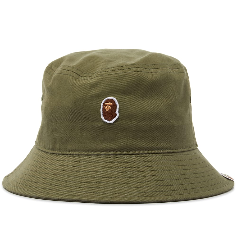 A Bathing Ape Ape Head One Point Bucket Hat Olive Drab | END. (GB)