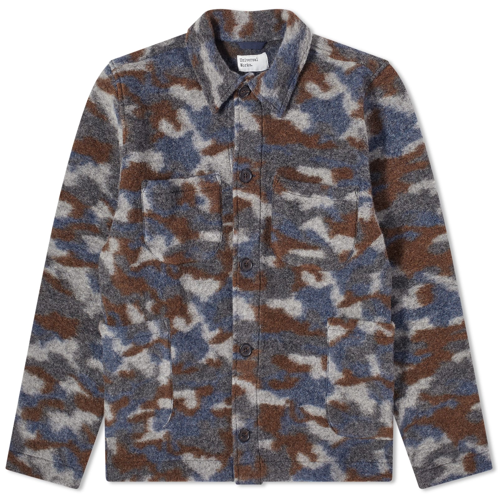 Universal Works Camo Wool Fleece Lumber Jacket Grey | END. (GB)