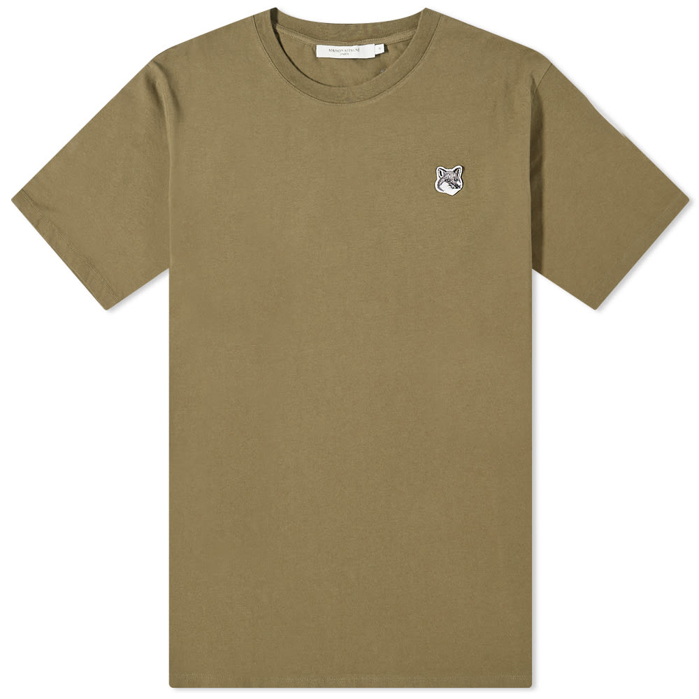 Maison Kitsune Grey Fox Head Patch Classic T-Shirt Khaki Grey | END.