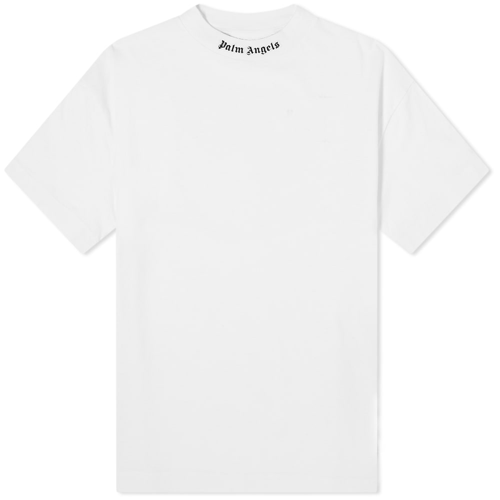 Palm Angels Mock Neck Oversized Logo T-Shirt White & Black | END. (GB)
