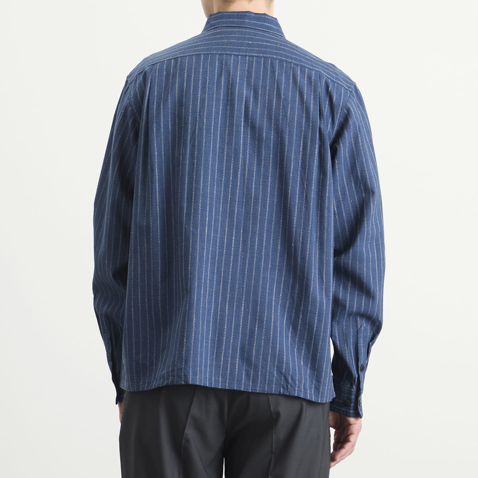 Visvim Men's Keesey Stripe Shirt Navy - Curated Menswear