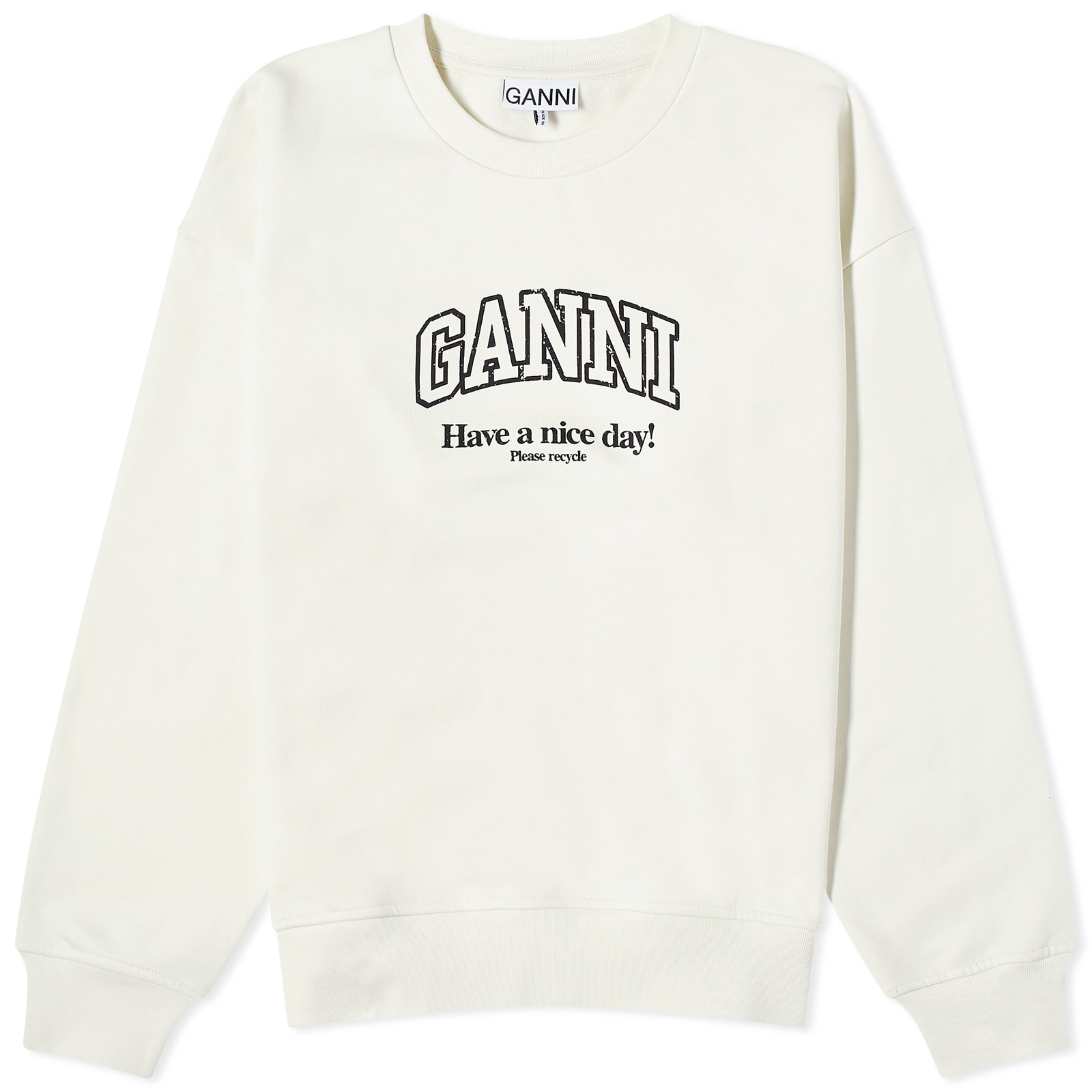 Ganni Isoli Oversized Crew Sweat Egret | END. (US)