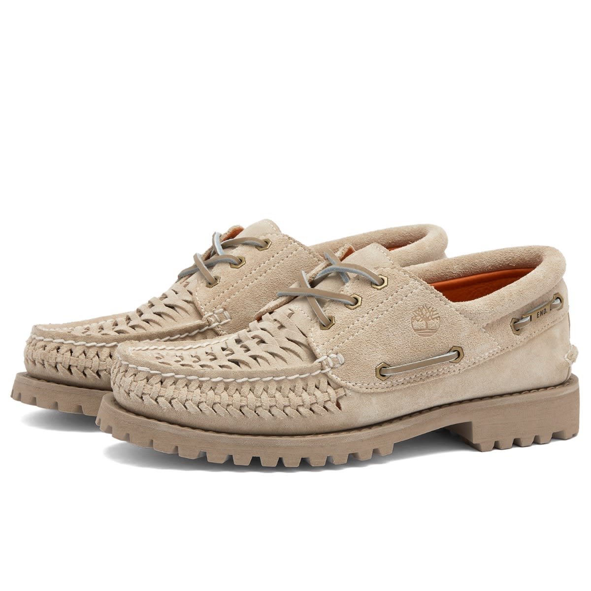 END. x Timberland Authentic 3 Eye Boat Shoe White Suede | END.
