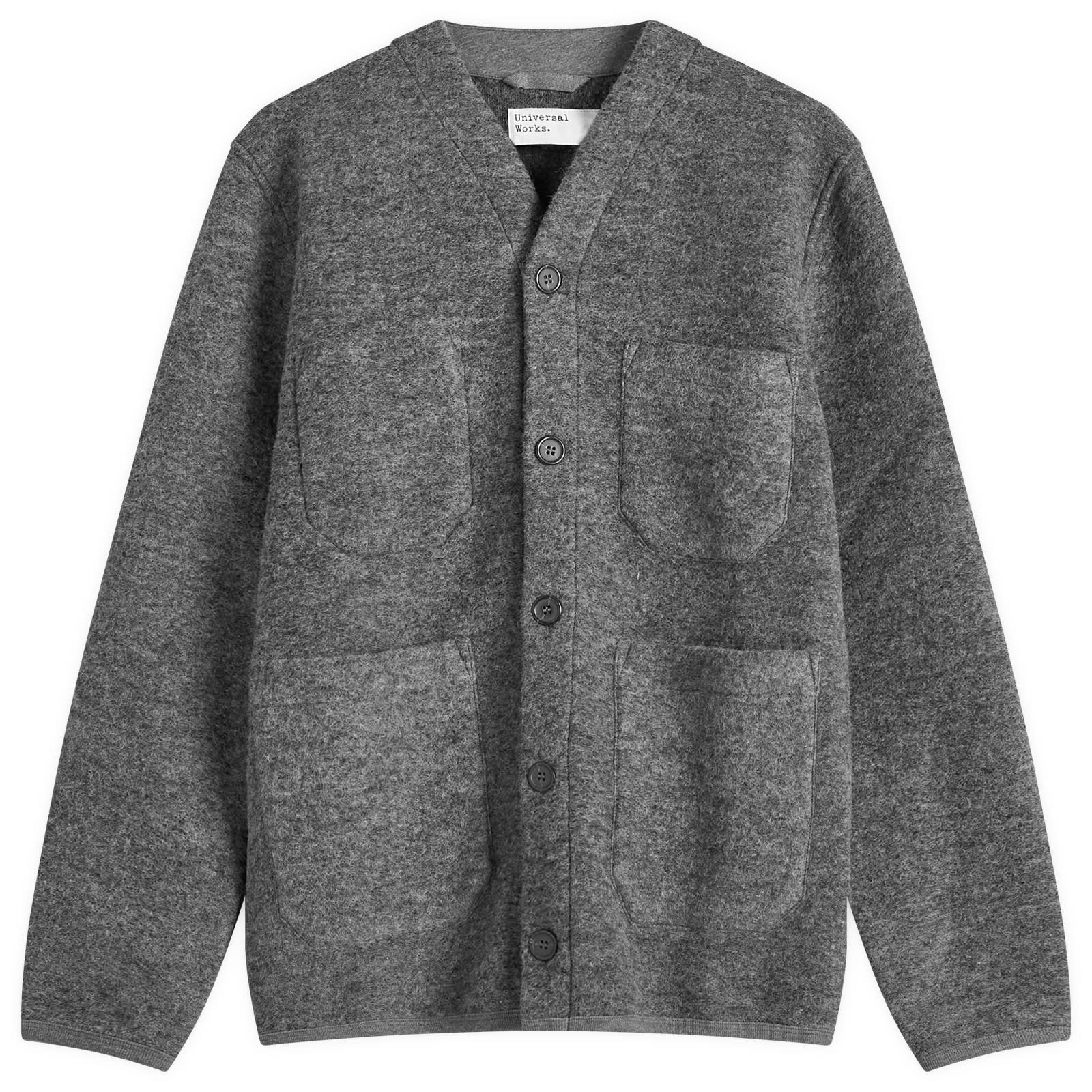 Universal Works Wool Fleece Cardigan Grey Marl | END. (US)