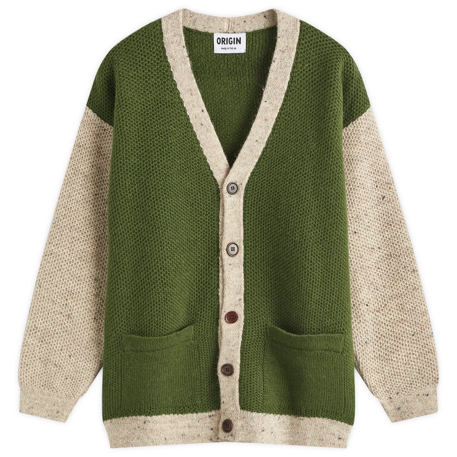 Country of Origin Regent Panel Knit Cardigan Forest | END. (US)