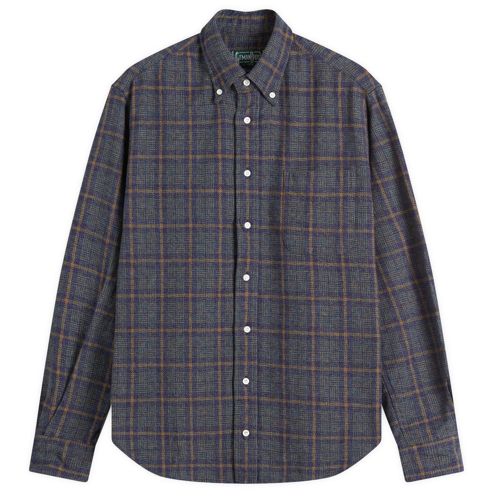 Gitman Vintage Button Down Brushed Tweed Check Shirt Blue | END. (US)