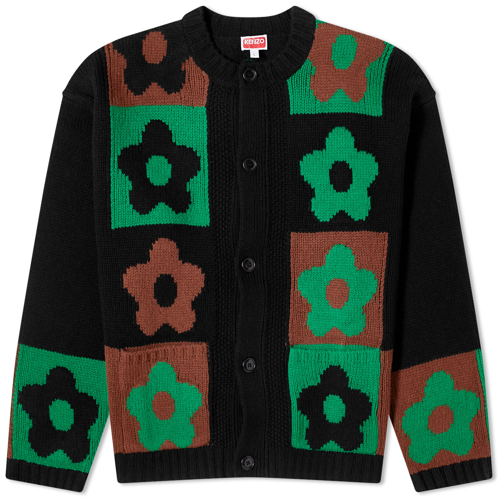 Kenzo Boke Checkerboard Cardigan Grass Green | END. (JP)