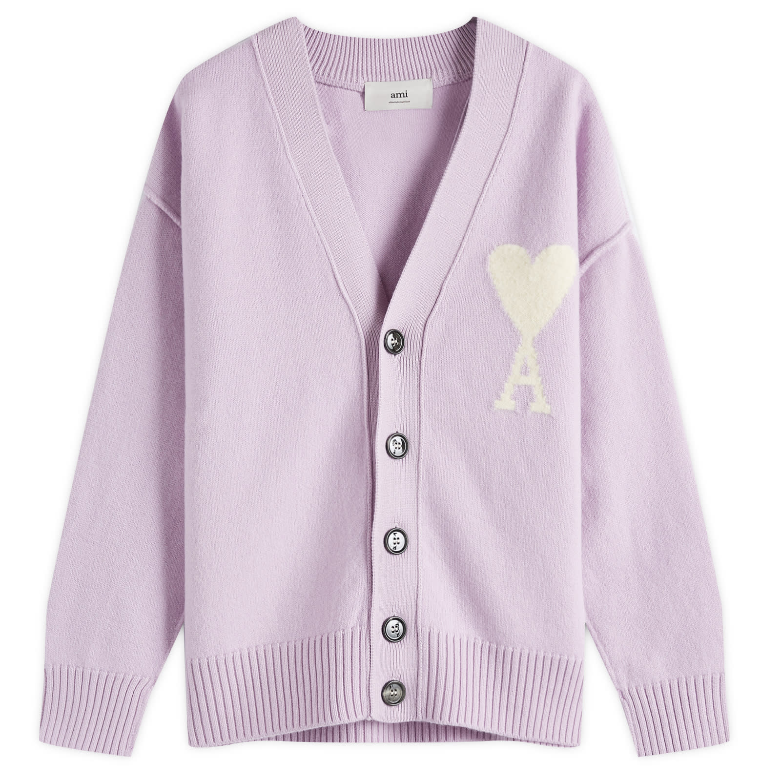 AMI Paris Off White ADC Cardigan Lilac & Ecru | END. (AU)
