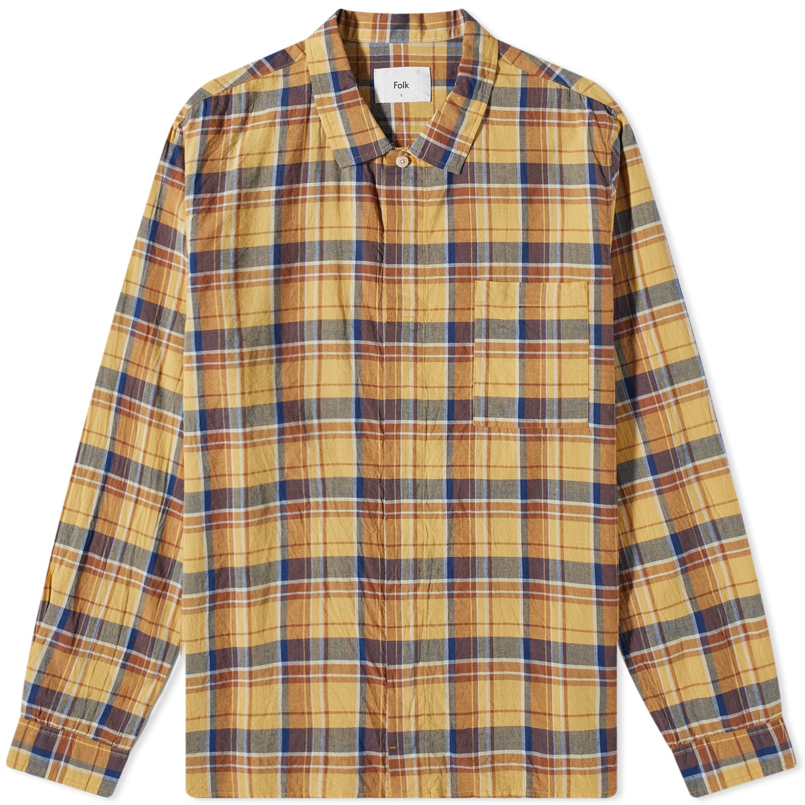 Folk Multicheck Patch Shirt Yellow & Gold | END.