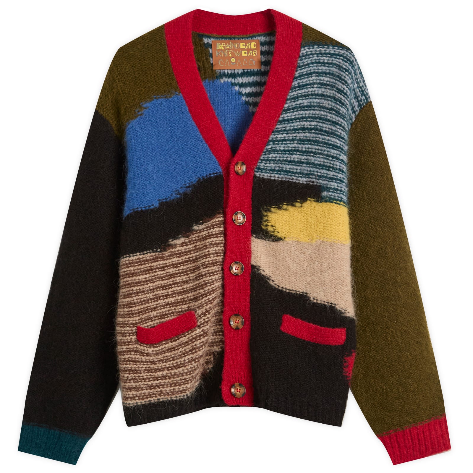Brain Dead Mix Pattern Cardigan Olive Multi | END. (US)