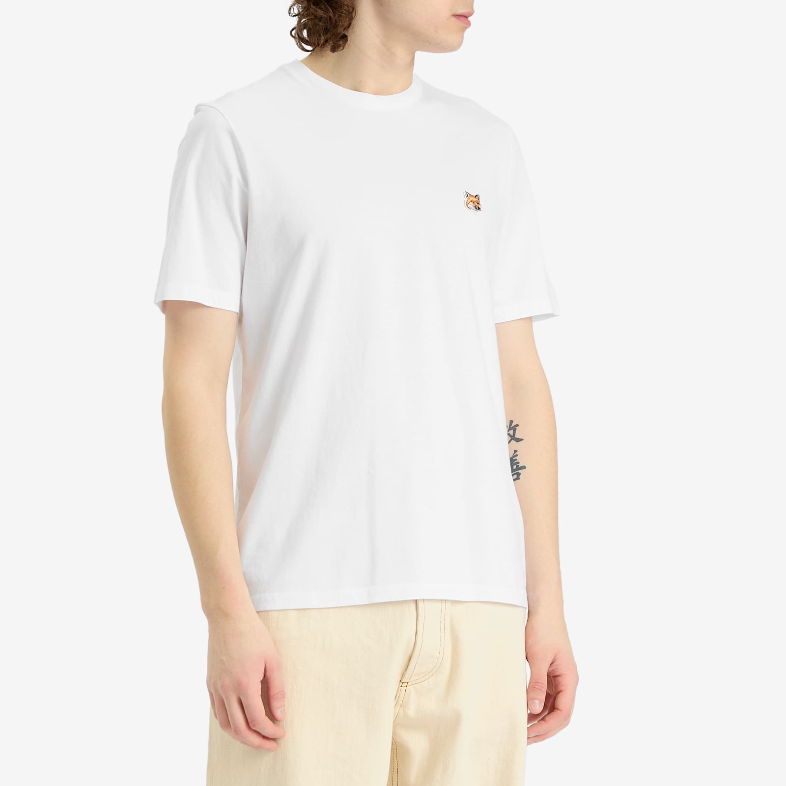 Maison Kitsune Fox Head Patch Regular T-Shirt White - Curated Menswear