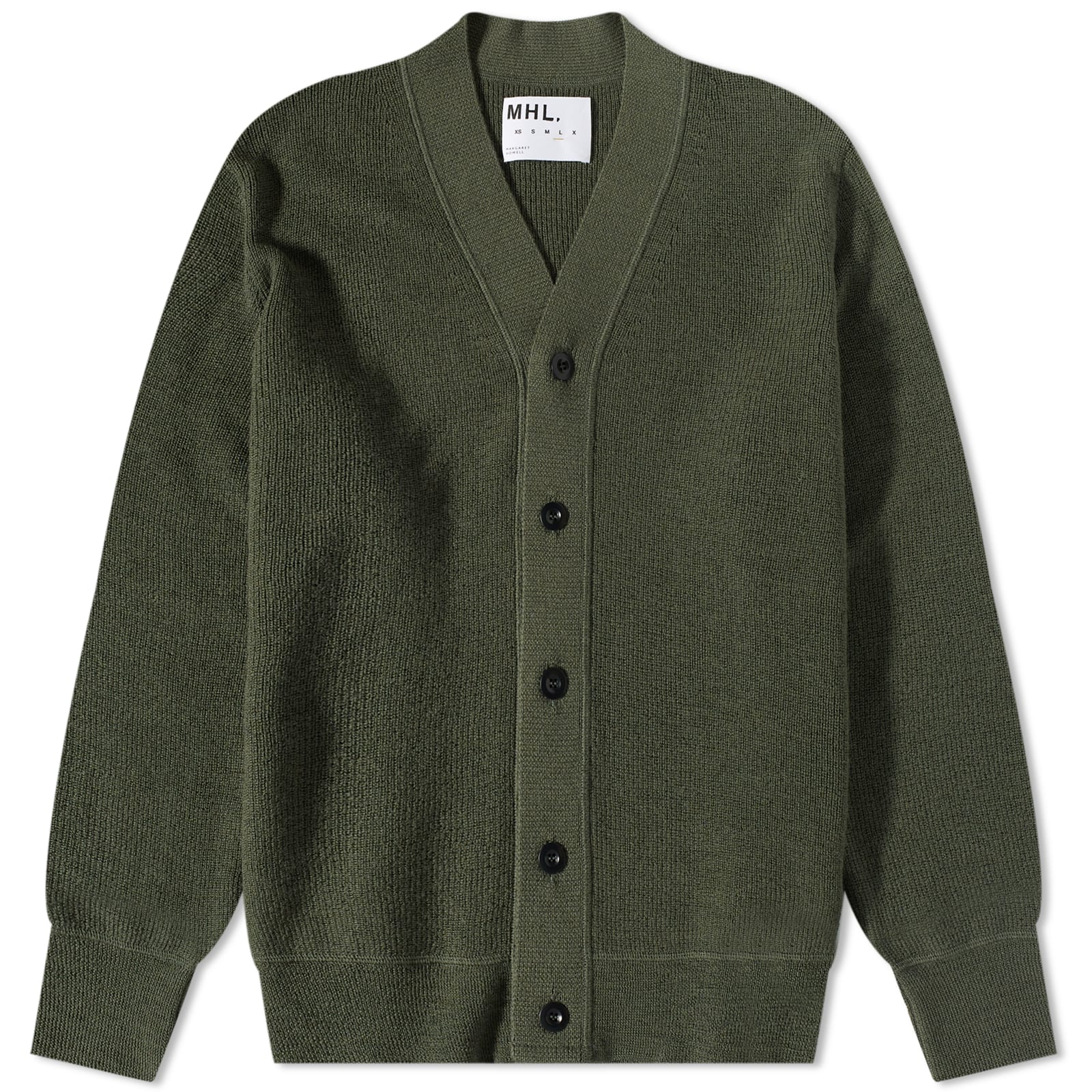 MHL by Margaret Howell Flatlock Cardigan Uniform Green | END. (US)