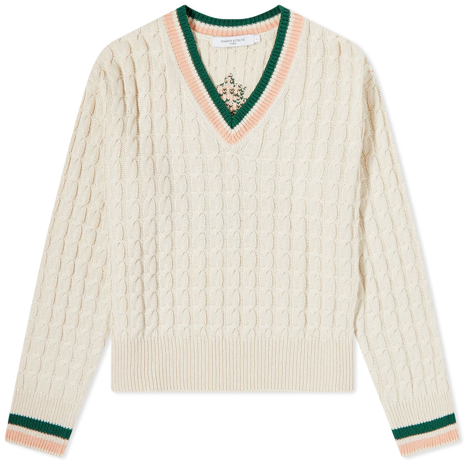 Maison Kitsune Maison Kitsune Crest Cable Jumper Ecru | END. (US)