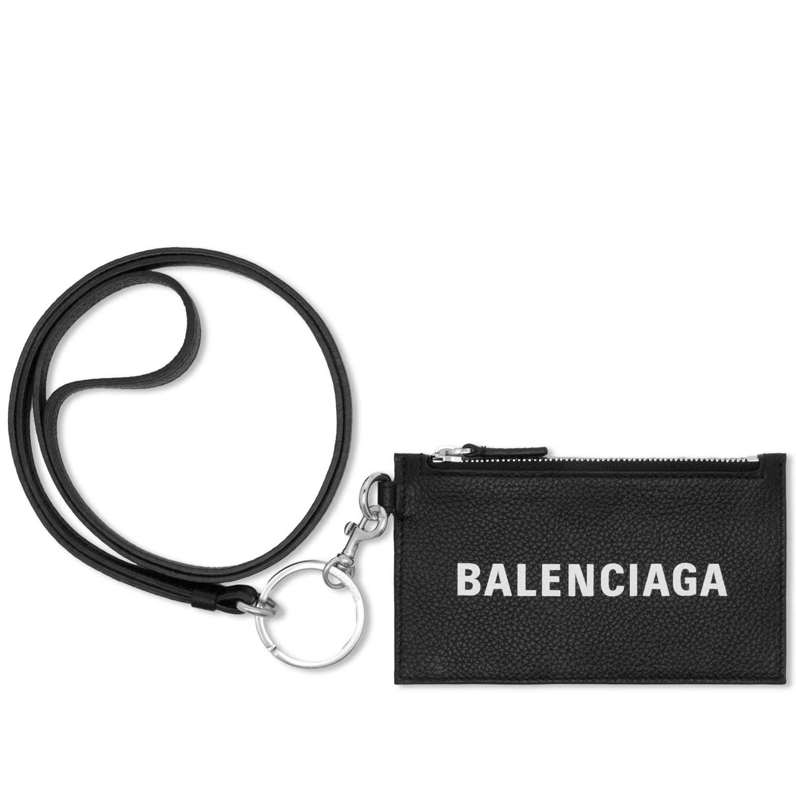 Balenciaga Logo Card Case On Key Ring Black & White | END. (US)