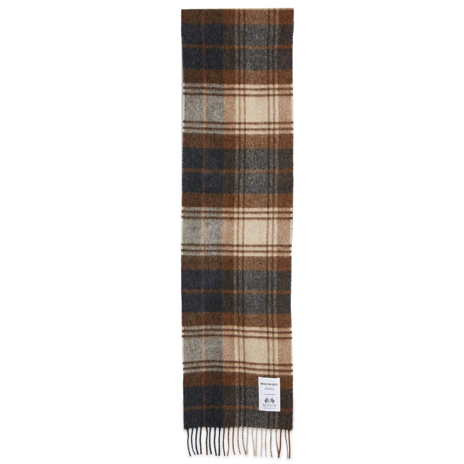 Norse Projects Moon Lambswool Checked Scarf Taupe | END. (GB)