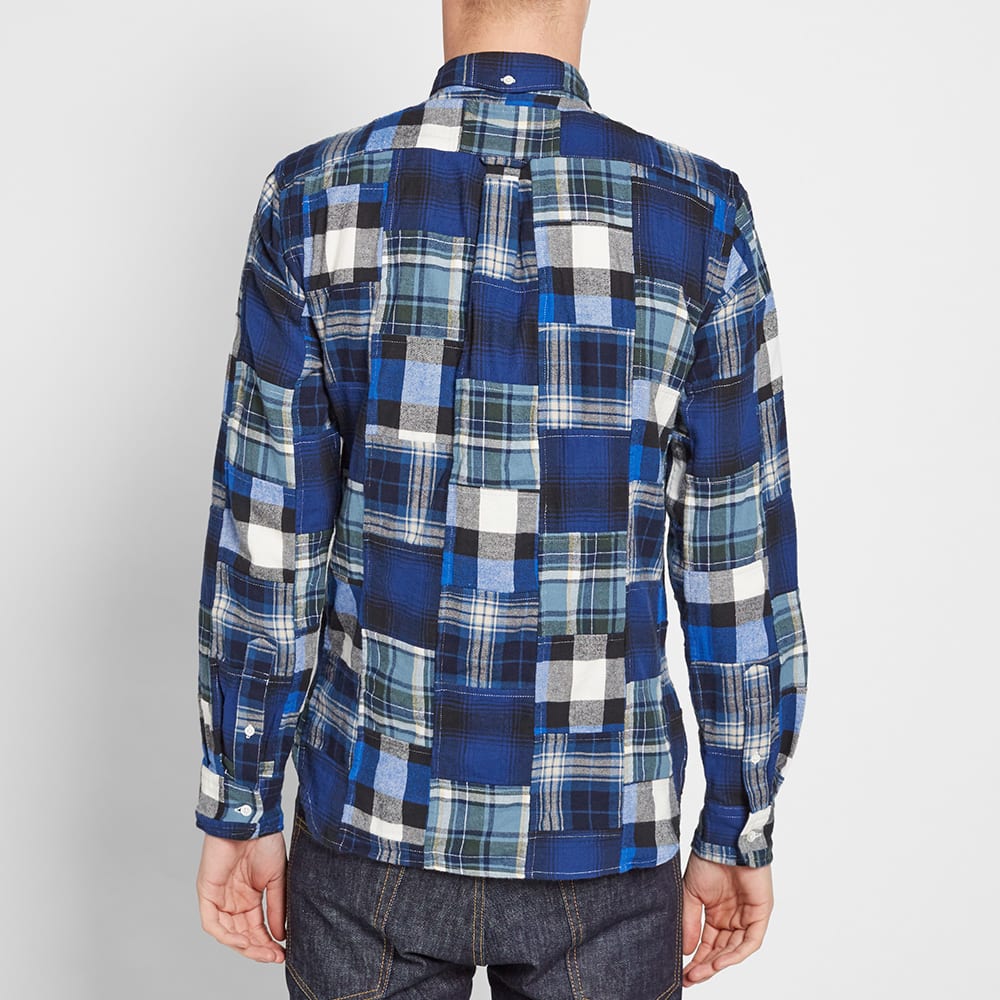 Beams Plus Button Down Patchwork Check Shirt Blue | END. (US)