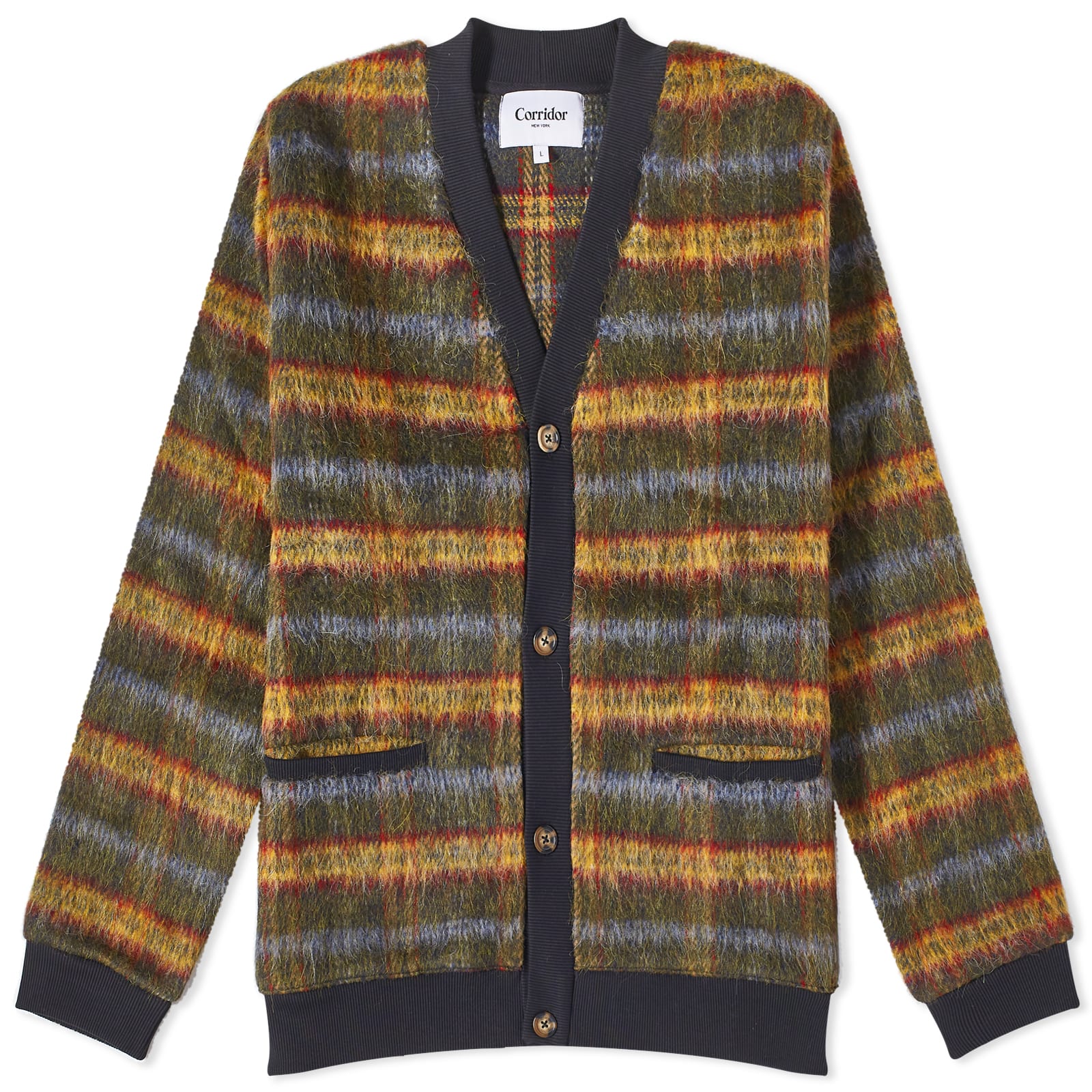 Corridor Plaid Cardigan Army Green | END. (US)