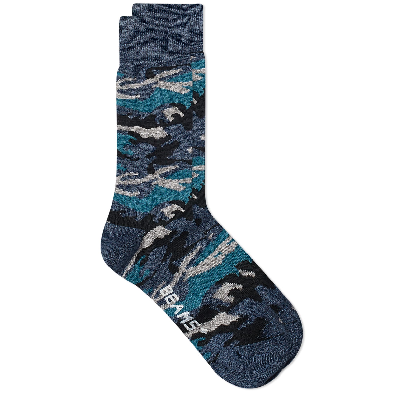 Beams Plus Mélange Camo Sock Blue | END. (KR)