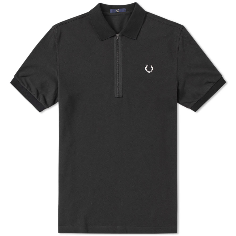 Fred Perry Laurel Half Zip Pique Polo Black | END. (US)