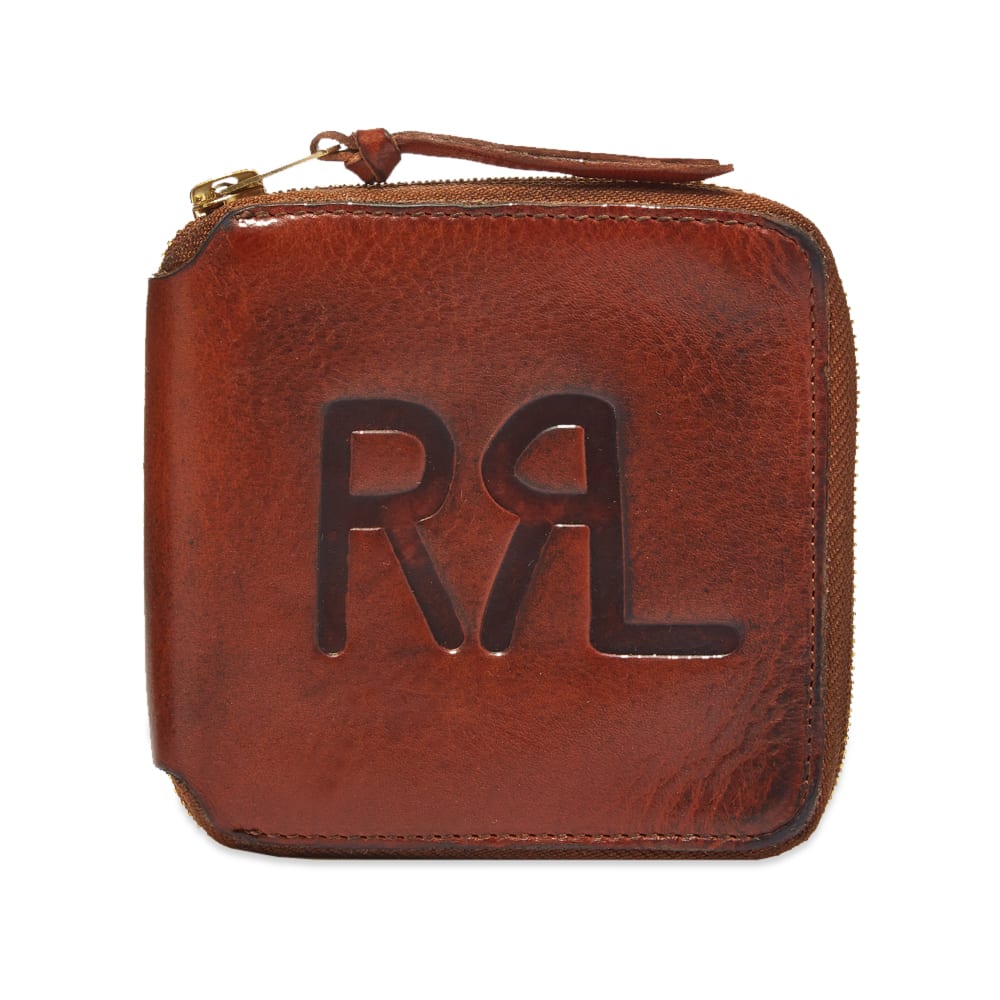 RRL Zip Logo Wallet Dark Brown & Indigo | END.