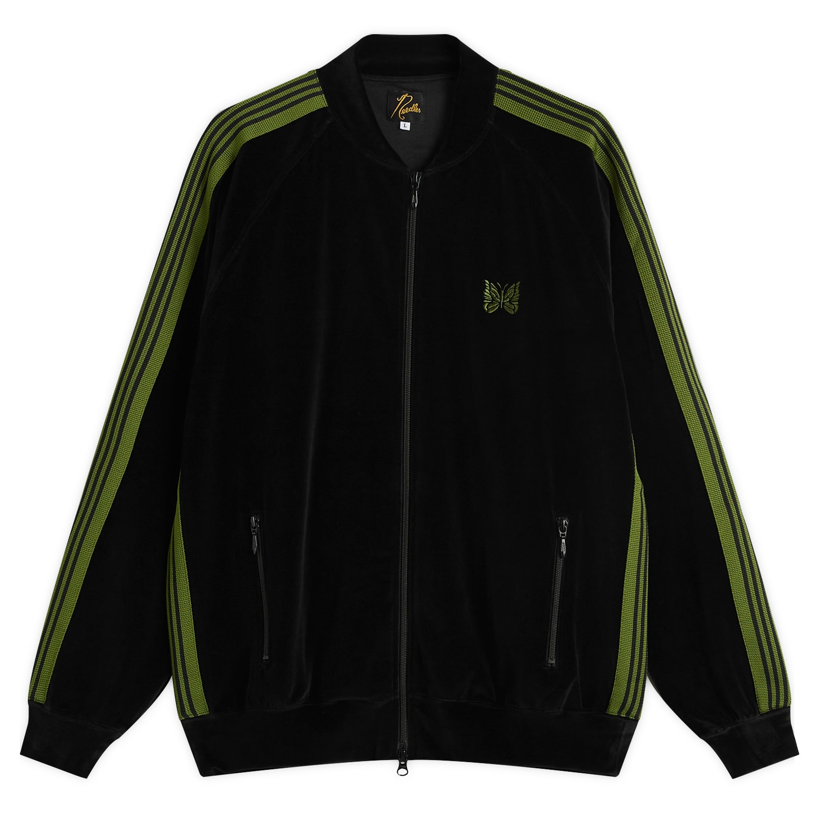Needles Men's Velour Rib Collar Track jacket Black - Curated Menswear