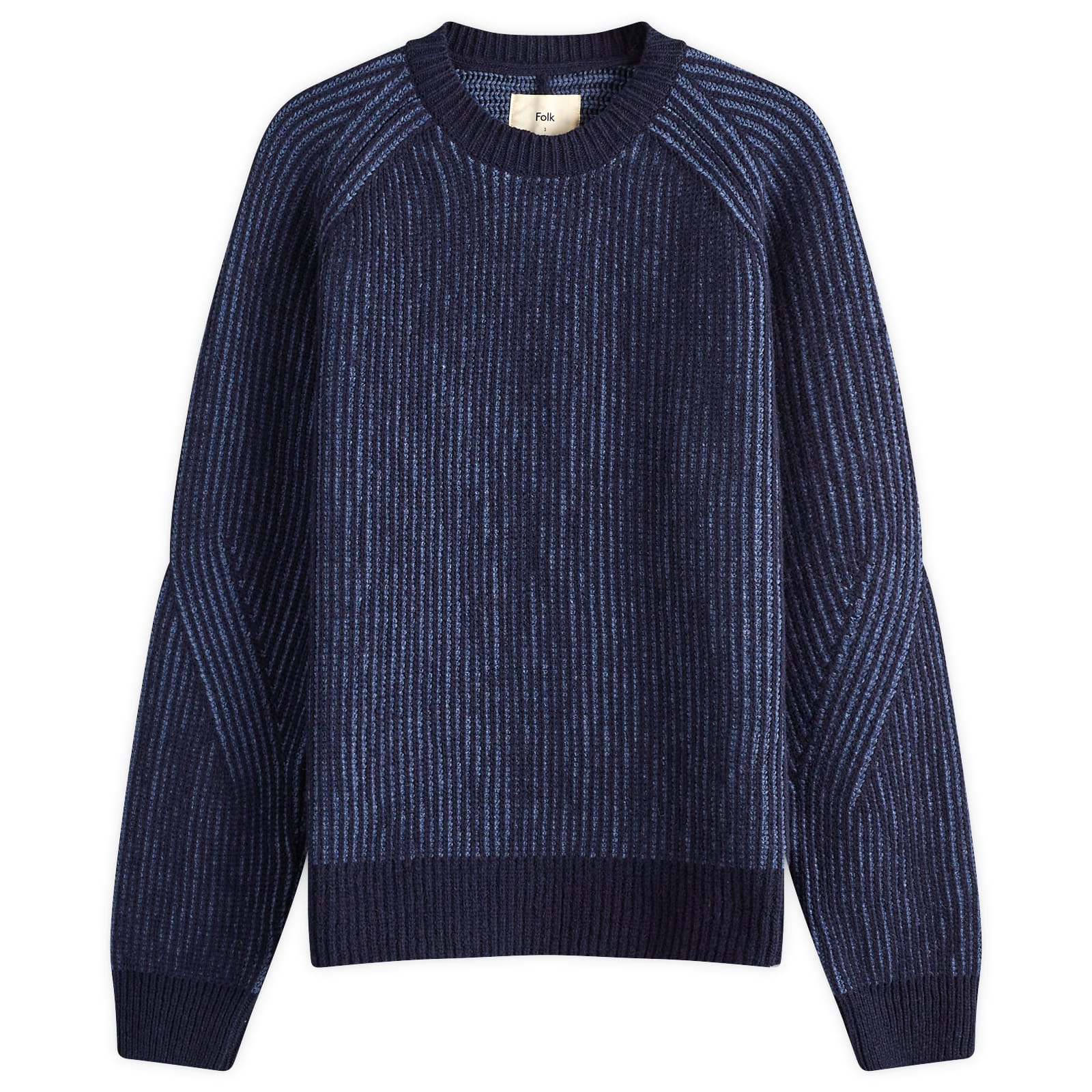 Folk Plated Rib Crew Knit Navy / Soft Blue | END. (AR)