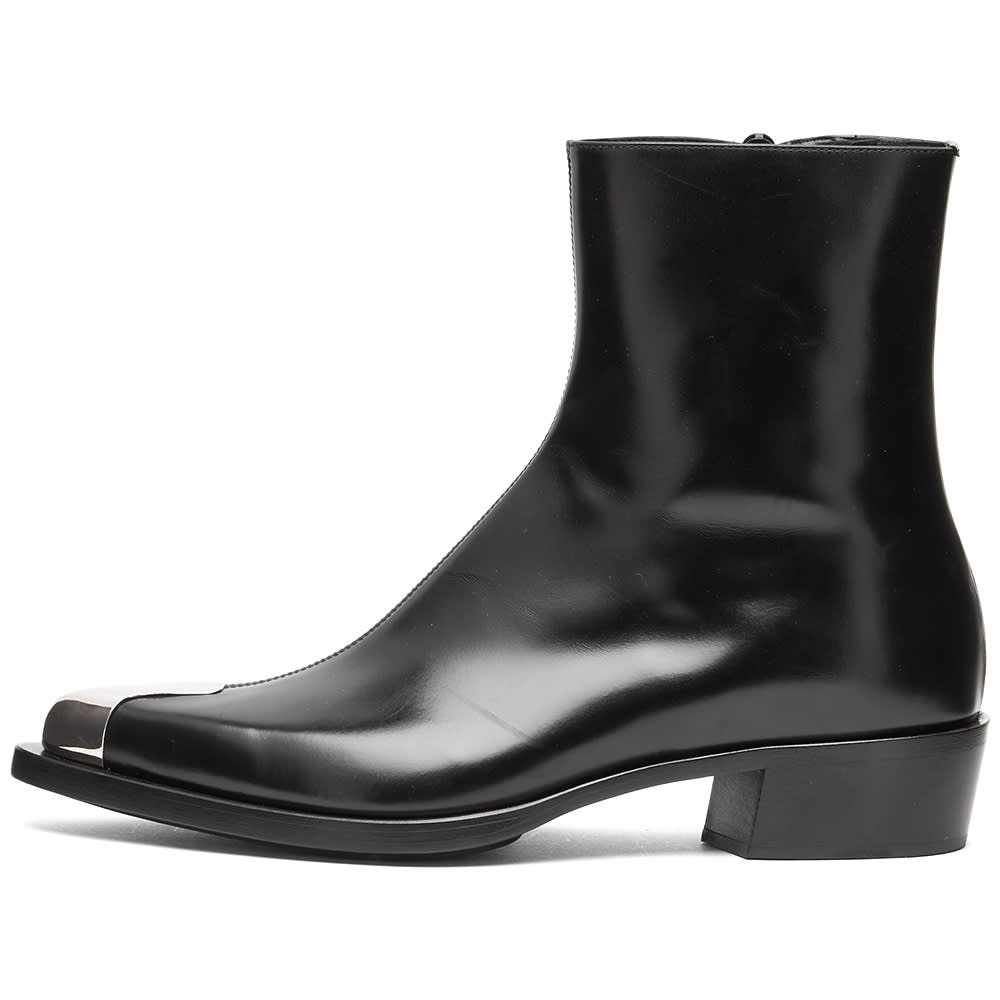 Alexander McQueen Metal Toe Cap Chelsea Boot Black & Silver | END. (US)