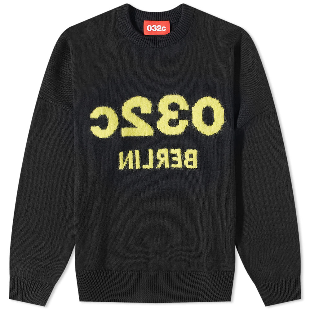 032c Fuzzy 'Selfie' Crew Knit Black | END.