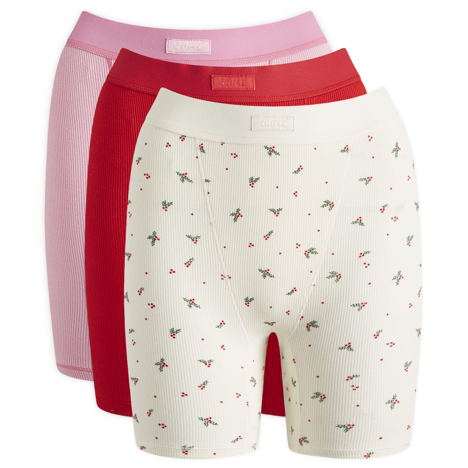 SKIMS Cotton Rib Boxer 3-Pack Marble Holly Multi | END. (US)