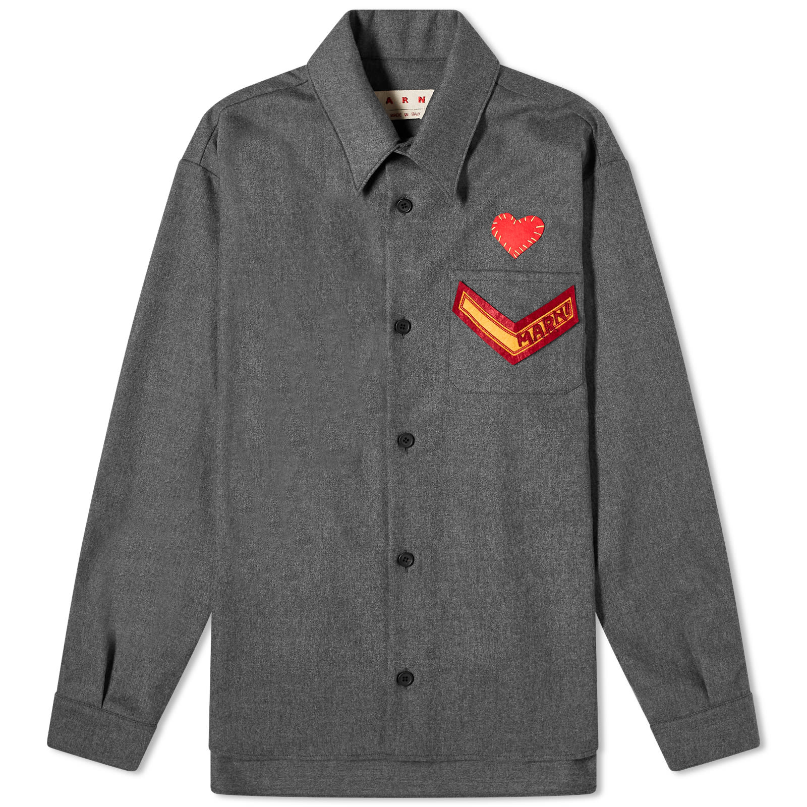 Marni Flannel Shirt with Patches Granite | END. (US)