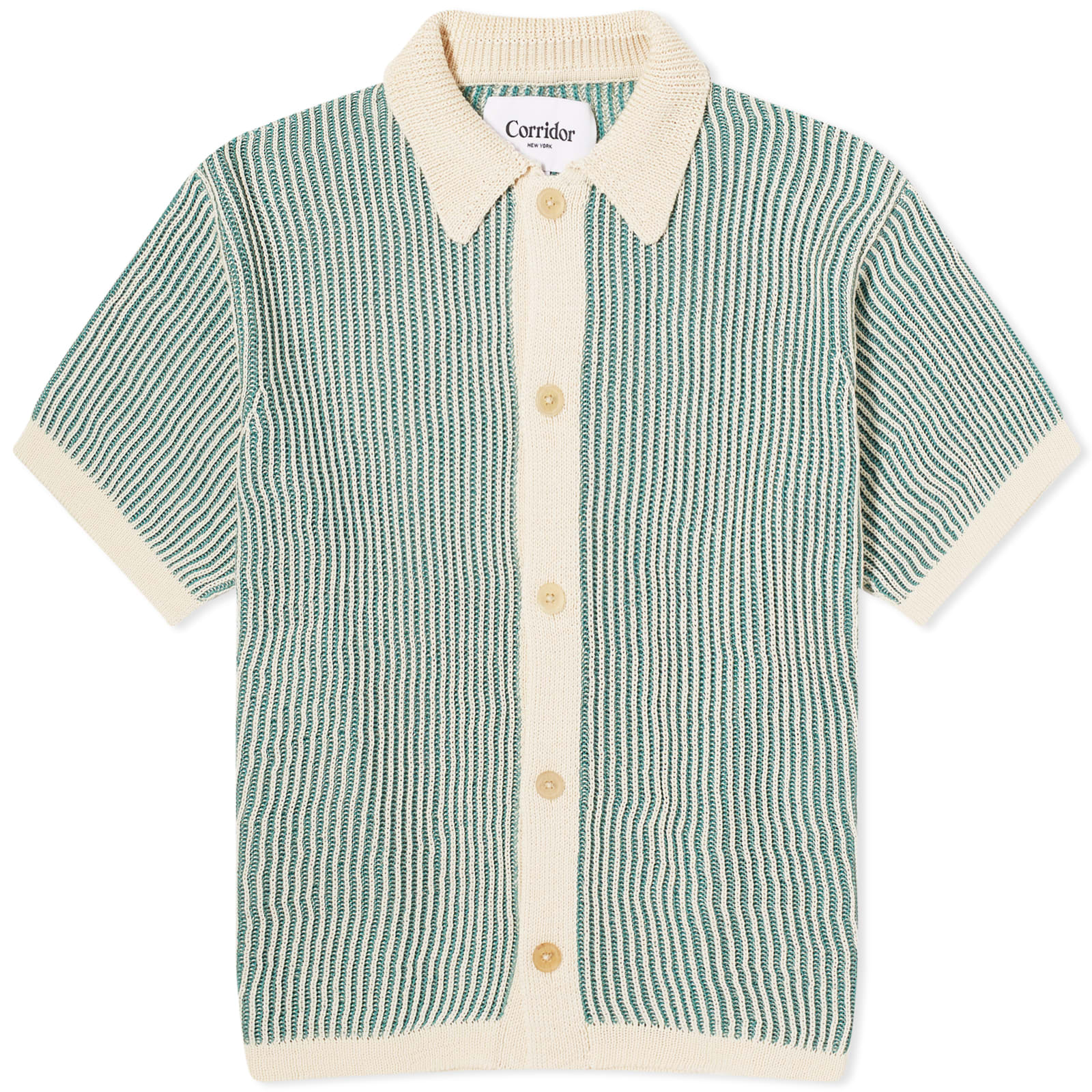 Corridor Plated Knit Short Sleeve Shirt Green | END. (US)
