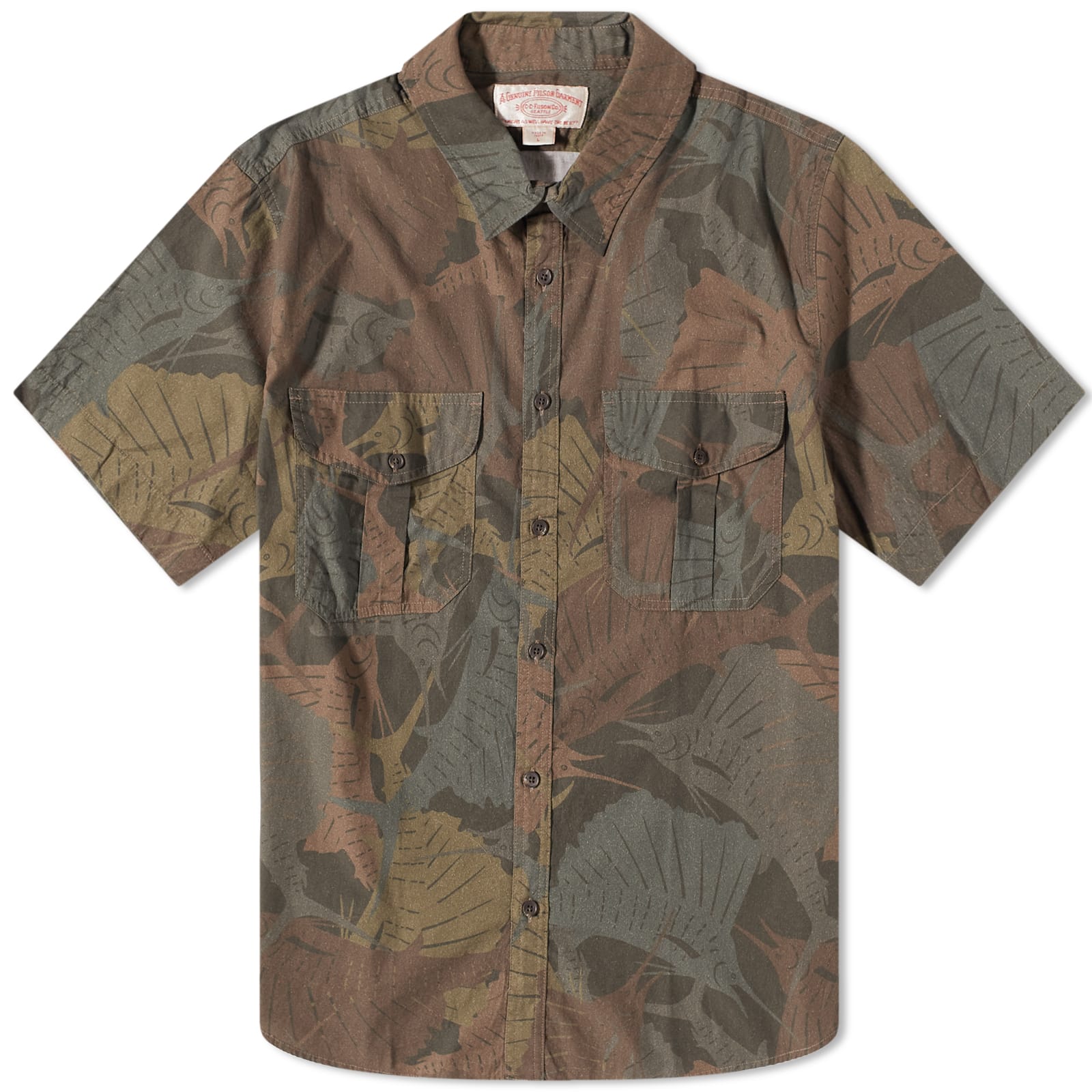 Filson Short Sleeve Feather Cloth Shirt Sailfish Dark Olive Print | END ...