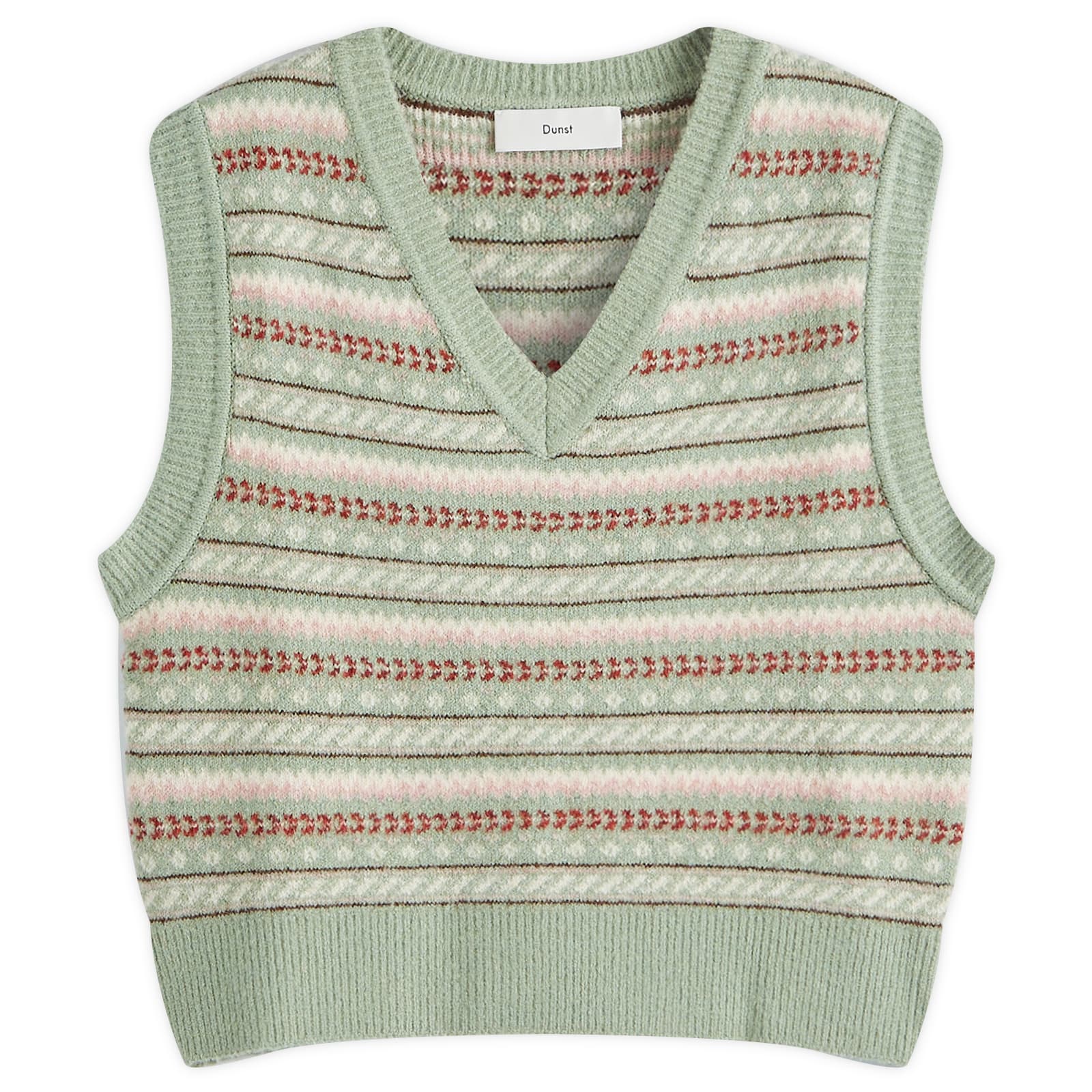 DUNST Patterned Knit Vest Soft Green | END. (US)