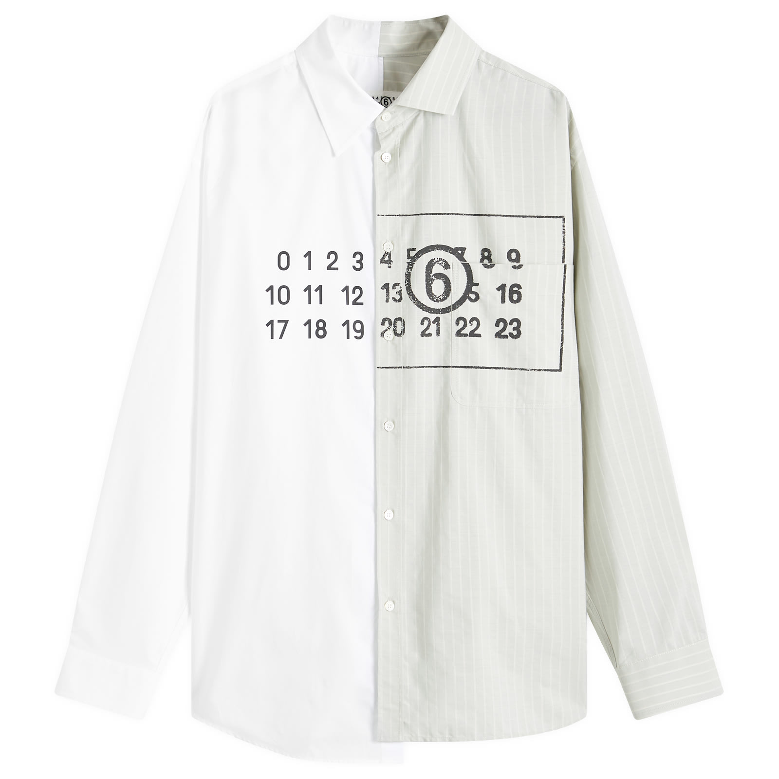 MM6 Maison Margiela Split Number Logo Shirt White & Iguana | END. (US)