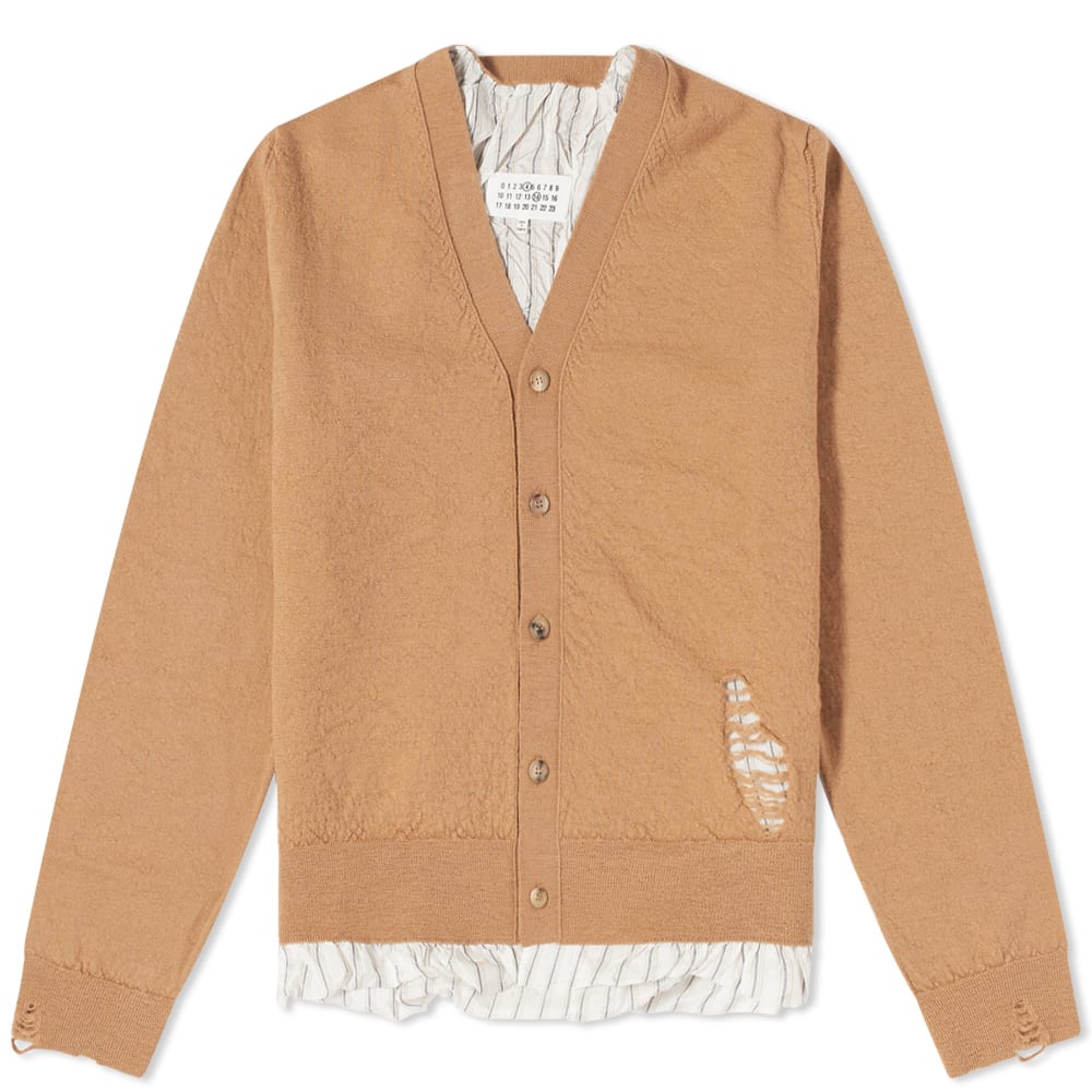 Maison Margiela Distressed Insert Cardigan Camel | END. (KR)