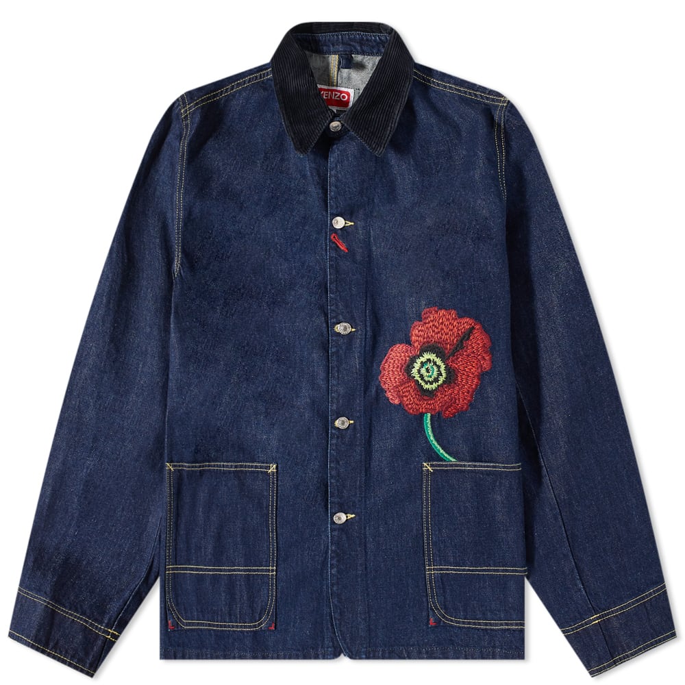 Kenzo Embroidered Poppy Workwear Denim Jacket Ink | END.