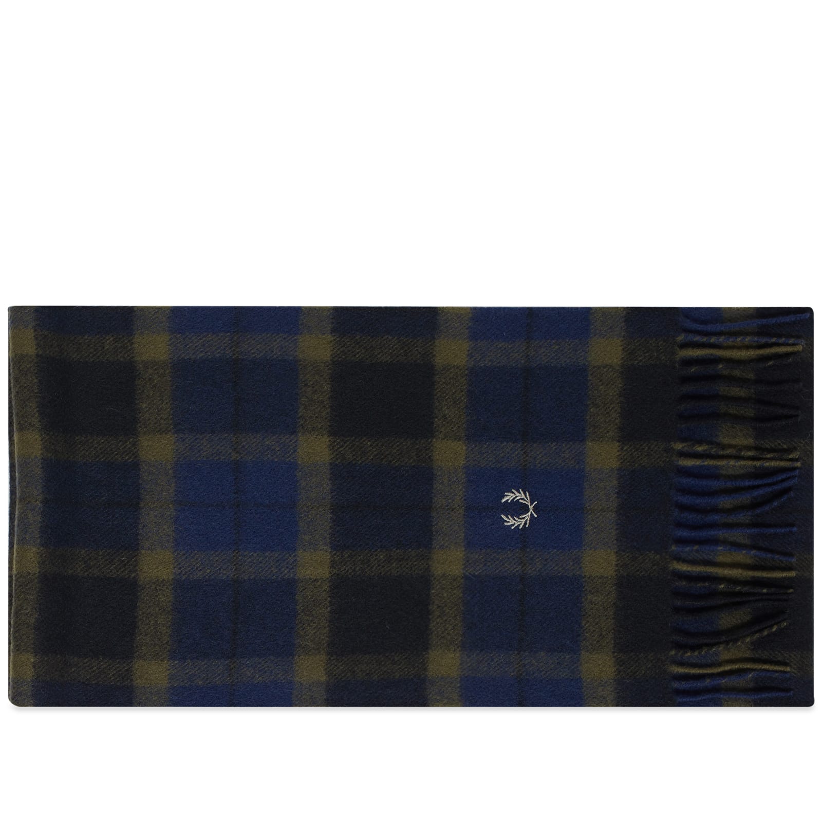 Fred Perry Lambswool Tartan Scarf Filed Green & Light Oyster | END. (GB)