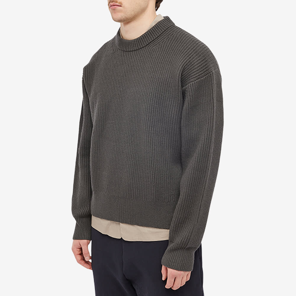 Studio Nicholson Auxil 5 Gauge Fisherman Rib Knit Crew Graphite | END ...